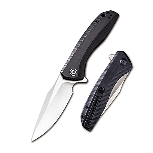 CIVIVI Baklash Flipper Pocket Knife Black Ebony Wood Handle (3.5'' Satin 9Cr18MoV) C801E