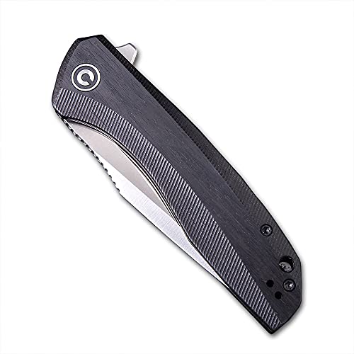 CIVIVI Baklash Flipper Pocket Knife Black Ebony Wood Handle (3.5'' Satin 9Cr18MoV) C801E