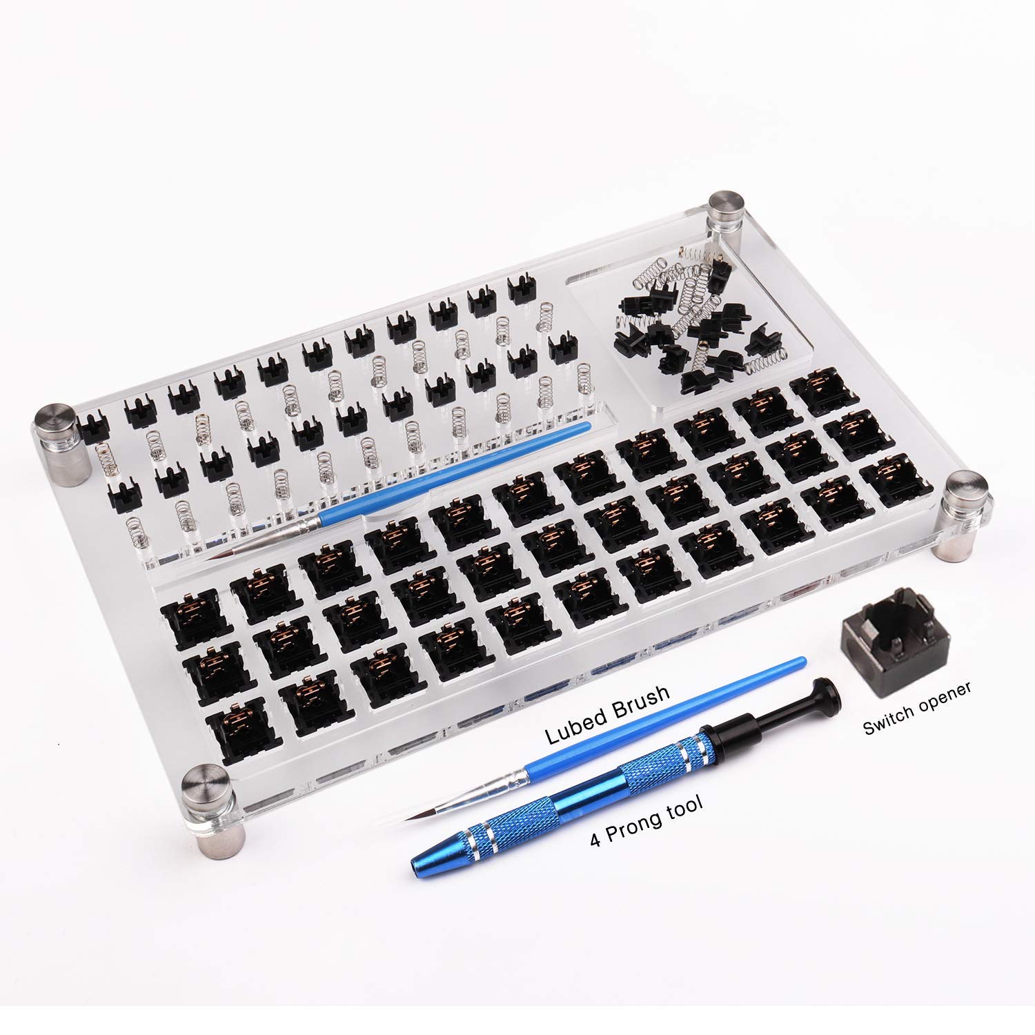 Gliging 33 Switch Tester Switch Opener Acrylic Lube Station DIY Double-Deck Removal Platform Keycaps Puller for Custom Gateron Cherry Mechanical Keyboard