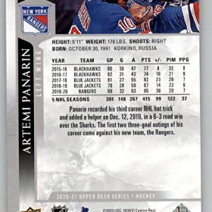 2020-21 Upper Deck Series 1#122 Artemi Panarin New York Rangers Hockey Card