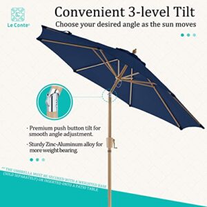 LE CONTE 10 ft Patio Umbrella Outdoor Market Umbrellas Table Umbrellas | 3 Years Non-fading material & Push Button Tilt & 8 Ribs | Best for Deck, Balcony, Garden, Lawn & Pool (Denim blue)