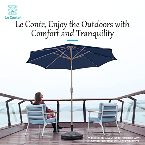 LE CONTE 10 ft Patio Umbrella Outdoor Market Umbrellas Table Umbrellas | 3 Years Non-fading material & Push Button Tilt & 8 Ribs | Best for Deck, Balcony, Garden, Lawn & Pool (Denim blue)