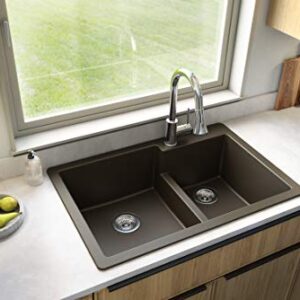 Karran QT-811 33" Top Mount Large/Small Bowl Quartz Kitchen Sink Kit in Brown