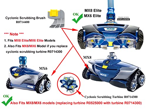 ATIE MX8 Elite, MX6 Elite, and Maxx Pool Cleaner Cyclonic Scrubbing Brush R0714400 Replacement for Zodiac Polaris MX8 Elite, MX6 Elite, and Maxx Scrubbing Brush R0714400 (8 Pack)