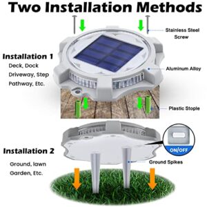 SIEDiNLAR Solar Deck Lights Outdoor 2 Modes LED Dock Driveway Markers Light Solar Powered Waterproof for Step Ground Walkway Stair Pathway Yard Garden Road 4 Pack (Cool White/Warm White)