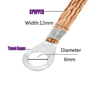 11.8'' Universal Automotive Heavy Duty Engine Braided Copper Ground Strap (Pack of 5)