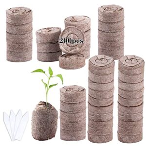 200 pcs peat pellets - 30mm seeds plant starting plugs, compressed nutrient fertilizer fiber soil block, plant pods bulk for seedling transplanting herb flower vegetables