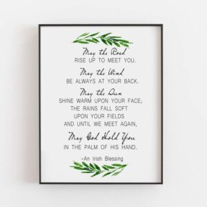 may the road rise up to meet you, irish blessing print, irish prayer, ireland gift, christian gift, wedding gift, green wall art watercolor 8 x 10 inches frame not included