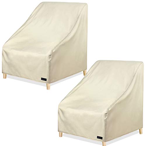 NettyPro Patio Chair Covers for Outdoor Furniture 2 Pack, Waterproof Heavy Duty Lawn Patio Furniture Cover Deep Seat Dining Chair Covers, 30W x 33D x 34H inches, Beige