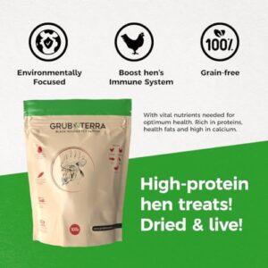 GrubTerra Dried Black Soldier Fly Larvae, Non-GMO Healthy Chicken Treats for Chicken, Ducks, Turkeys and Other Wild Birds with 75x More Calcium Than Dried Mealworms. (5lb)