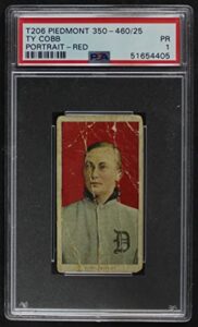 1909 t206 red ty cobb detroit tigers (baseball card) (portrait red background) psa psa 1.00 tigers