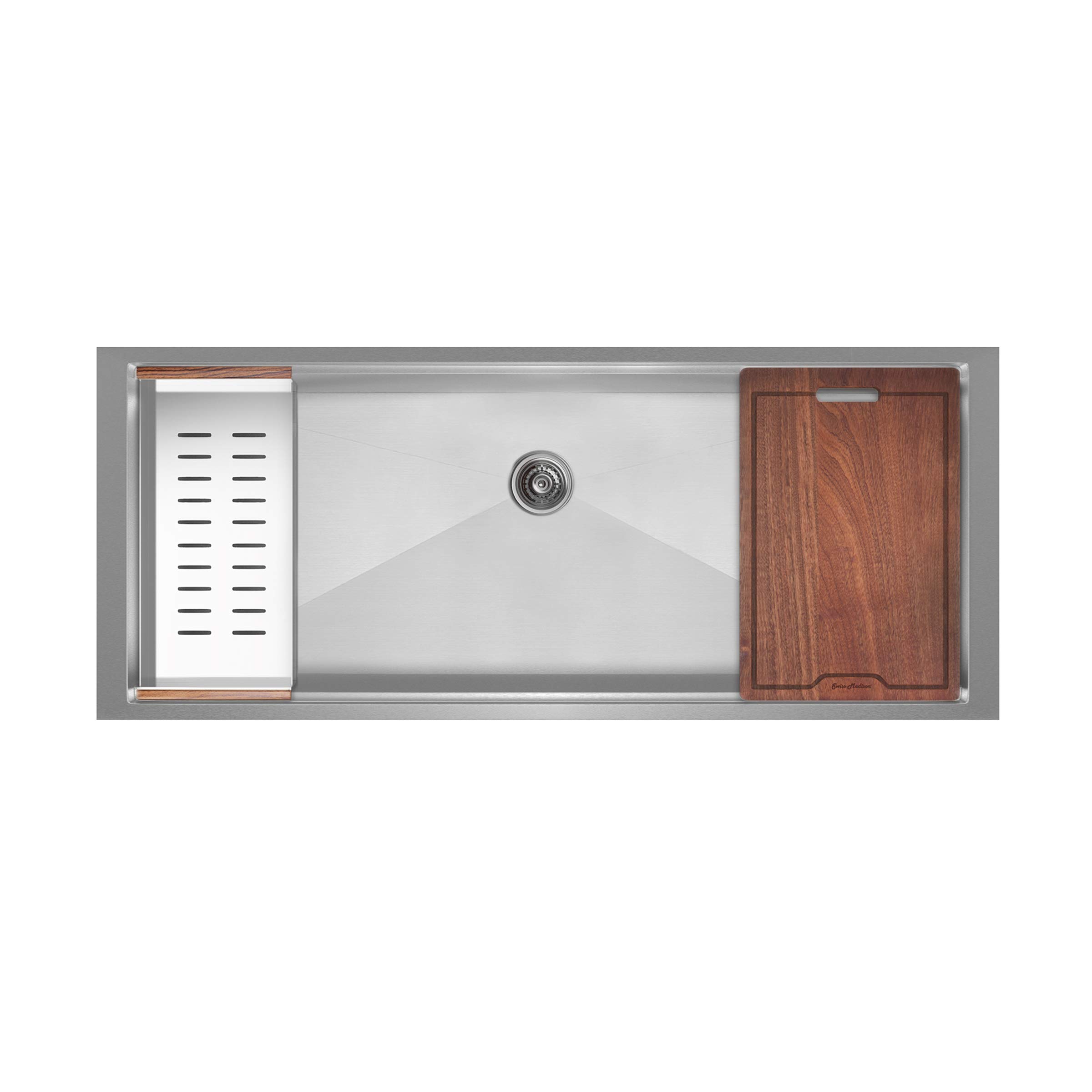 Swiss Madison Rivage 45 x 19 Single Basin Undermount Kitchen Workstation Sink, stainless steel (SM-KU756)