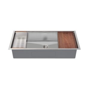 Swiss Madison Rivage 45 x 19 Single Basin Undermount Kitchen Workstation Sink, stainless steel (SM-KU756)