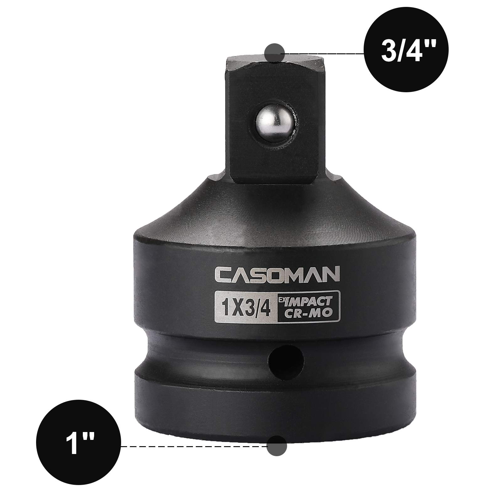 CASOMAN 1-Inch Drive F to 3/4-Inch (M) Impact Adapter, Cr-Mo Steel, 1"F to 3/4"M Socket with Friction Ball, Exceeds ANSI Standards