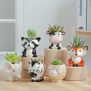 Gaolinci Mini Cute Ceramic Animal Flower Pot Succulent Plant Pot