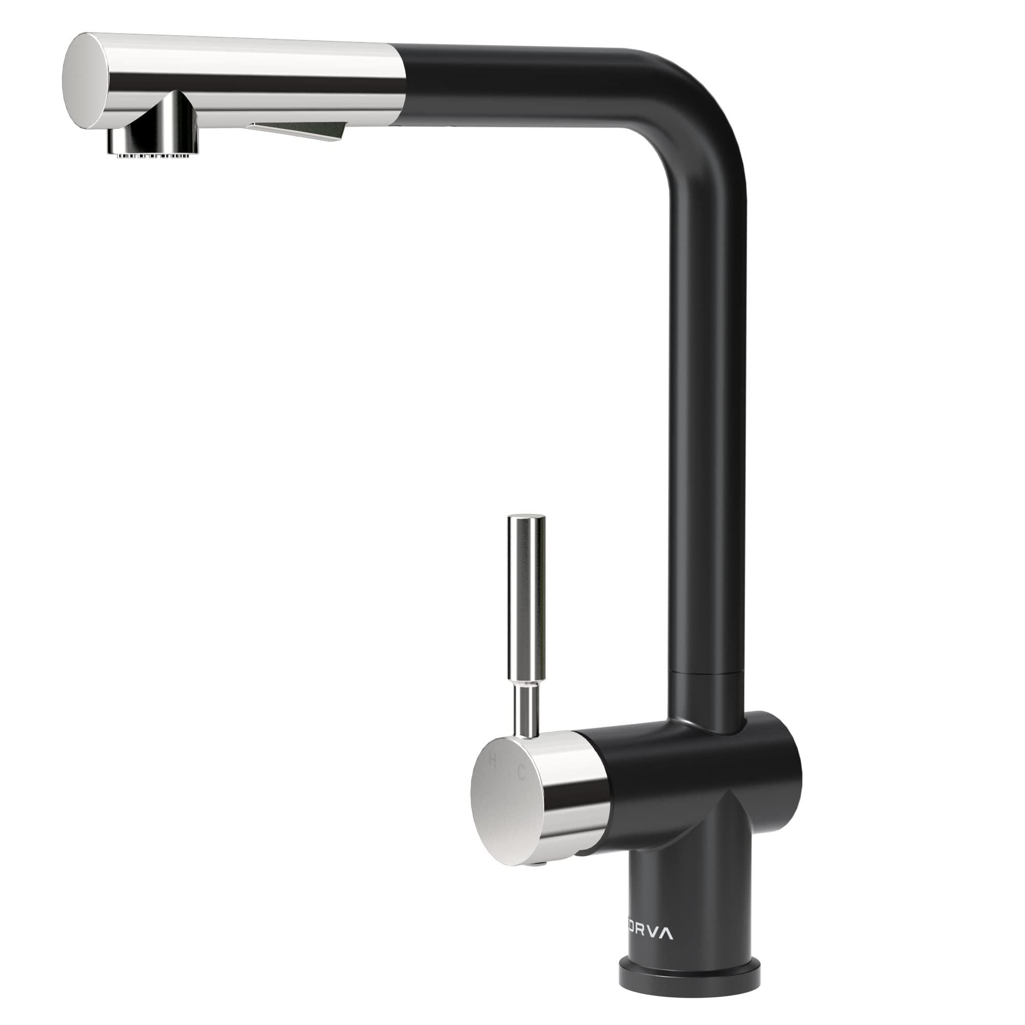 TORVA Black Pull Down Kitchen Faucets, Stainless Steel Kitchen Sink Faucet with Pull Out Sprayer Single Handle with Deck Plate, Matte Black