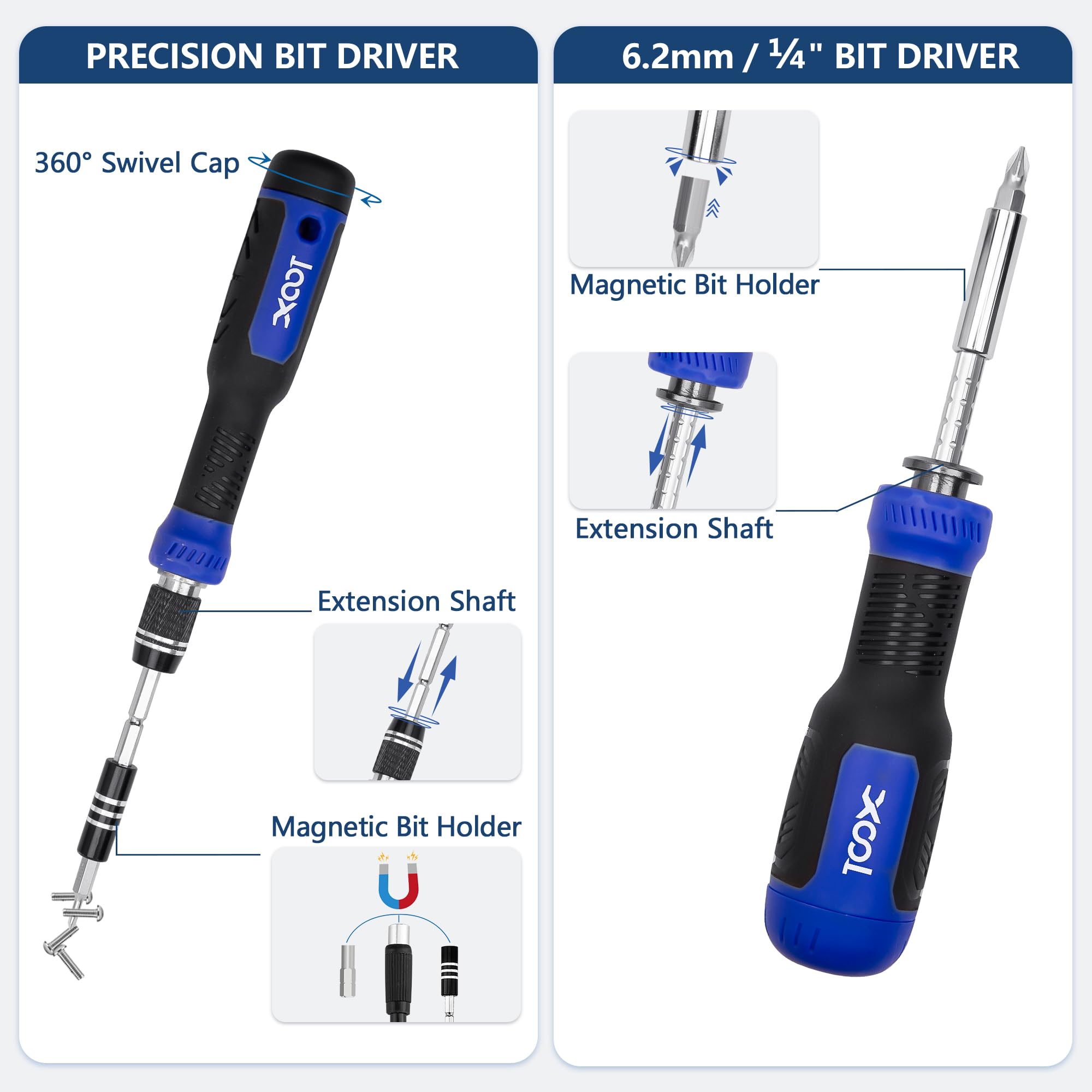 XOOL 200 in 1 Precision Screwdriver Kit, Electronics Repair Tool Magnetic Driver Kit with 164 Bits, Flexible Shaft, Extension Rod for Computer, iPhone, Laptop, PC, PS4, Xbox, Nintendo