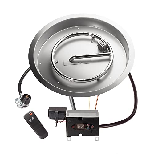 Celestial 19" Round Remote Control Fire Pit Burner Kit, Commercial Grade, Stainless Steel, Electronic Ignition, Propane