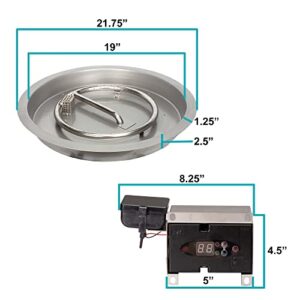 Celestial 19" Round Remote Control Fire Pit Burner Kit, Commercial Grade, Stainless Steel, Electronic Ignition, Propane