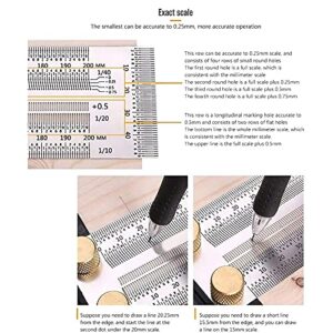 SYWAN 300mm Precision T Square Ruler with Mechanical Pencil, Stainless Steel Marking Stainless Scribing Line Ruler Carpenter Protractor Measuring Tool T-Type Woodworking Right Angle Ruler