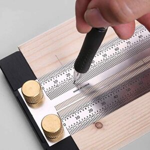 SYWAN 300mm Precision T Square Ruler with Mechanical Pencil, Stainless Steel Marking Stainless Scribing Line Ruler Carpenter Protractor Measuring Tool T-Type Woodworking Right Angle Ruler