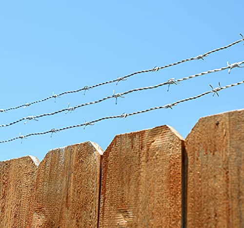 Barbed Wire Roll - Razor Barbed Wire Fence for Outdoor, Repellent and Crafts, 25 feet 18 Gauge 4 Point Barb Wire