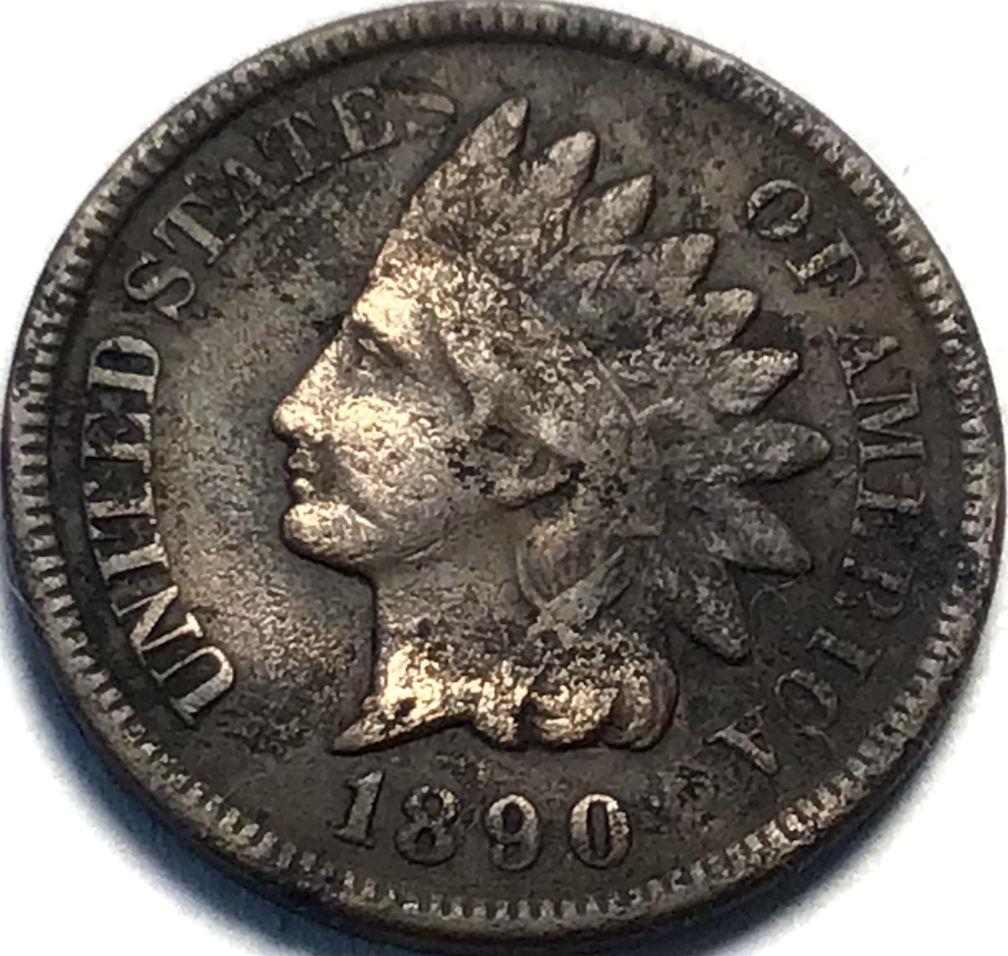 1890 P Indian Head Cent Penny Seller Fine