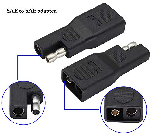 zdyCGTime SAE to SAE Polarity Reverse Adapter 2Pin SAE Connector Extension Solar Panel Power SAE Male to Female Plug Adapter Connectors,for Quick Disconnect Extension Cable(4Pack)