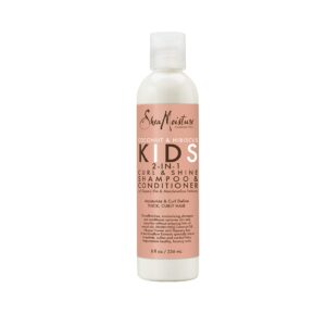 SheaMoisture Kids Extra Moisturizing Detangler, 2-In-1 Curl & Shine Coconut Hibiscus Shampoo & Conditioner, and Curling Butter Cream for Curly Hair 3 Count