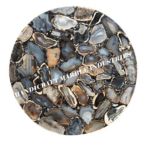 Best for GIFT Natural Blue Grey Agate Table 18", Agate Table Top, Agate Table, Agate Stone Table, Round Agate Table, Gemstone, Quartz, Customized Agate Stone Table