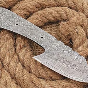 8 inches long hand forged spear point gut hook skinning knife blade, knife making supplies, Damascus steel blank blade Pocket knife with 3 Pin hole, 3.5 inches cutting edge, 4.25" scale space