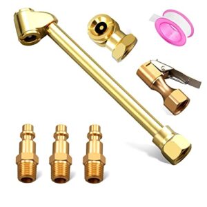 minimprover 6pcs heavy duty brass air chuck set,1/4" closed ball air chuck & 1/4 inch female npt dual head air chuck & 1/4" closed flow tire chuck with air hose quick connect adapter