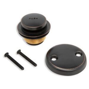 tip toe bathtub tub drain assembly conversion kit | includes tub drain, drain adapter, drain gasket, two hole overflow faceplate and faceplate screws, all brass construction