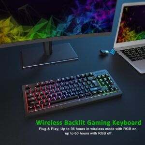 BlueFinger 87 Keys Gaming Keyboard and Mouse Combo, RGB Rainbow Backlit Keyboard with Lighted Gaming Mouse, USB Wired Compact Tenkeyless Keyboard Set for PC Laptop Computer Gamer Work