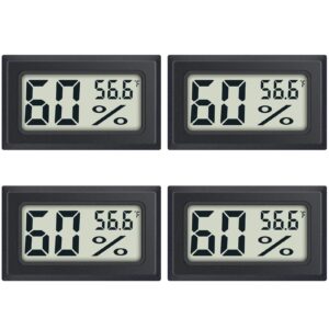 4 pack mini digital thermometer hygrometer indoor humidity temperature meters gauge aiktryee hygrometer wiht lcd display fahrenheit for humidors greenhouse garden cellar closet guitar case