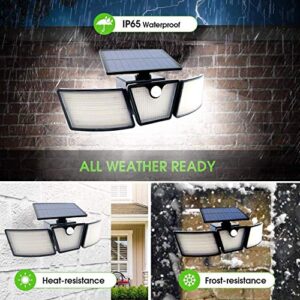 Fitybow Solar Lights Outdoor, 265LED Solar Light Outdoor with Motion Sensor Security Lights Solar Powered Wall Lights Spotlights Waterproof 360-Degree Adjustable for Wall Patio Porch (1Pack)