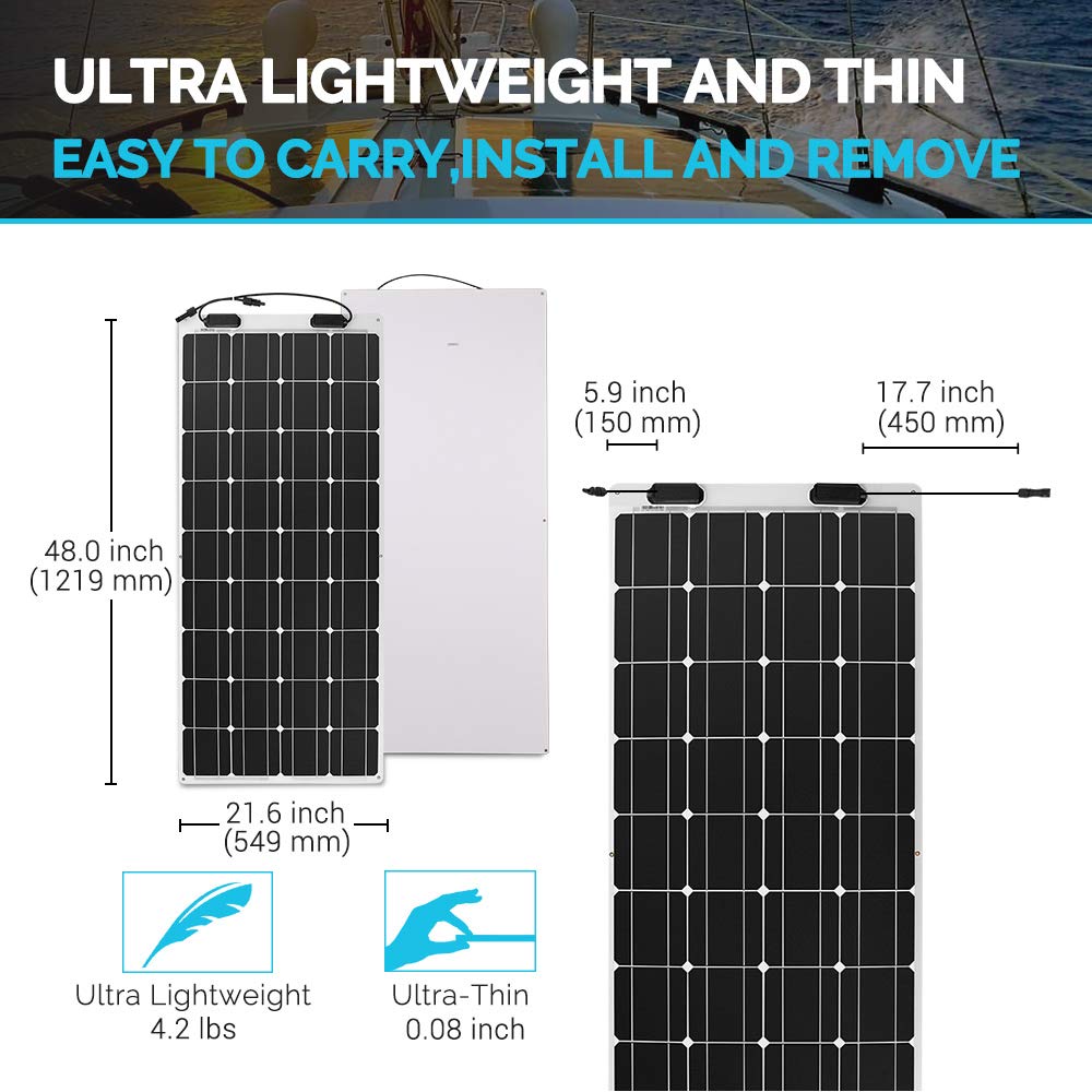 Renogy 100W Flexible Solar Panel + 30A 12V/24V PWM Solar Charge Controller Bundle