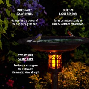 Westcharm 34 Inch Solar Powered LED Lighted Birdbath for Outdoors Yard Outside Outdoor Garden Decoration Pedestal Base Stand - Antique Brushed Bronze Polyresin Solar Bird Bath