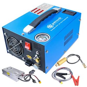 spritech pcp air compressor, portable 4500psi/30mpa, water/oil-free, pcp rifle/pistol and paintball tank air pump, powered by 12v car dc or home 110v ac with power converter and oil-moisture filter