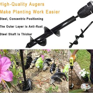 2 Pack Auger Drill Bit for Planting 3"x12" and 1.6"x9" Spiral Drill for Planting Flower Garden Auger Hex Drive Drill, Hole Digger Auger Set for 3/8” Hex Drive Drill