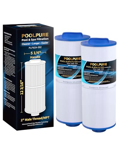 POOLPURE 5CH-352 Spa Filter Replaces PPM35SC-F2M, Marquis Spa 20042, 20092, 70-0240, 370-0242, 370-0243, Filbur FC-0196, 2" Male Thread/MPT Hot Tub Filter, 2 Pack