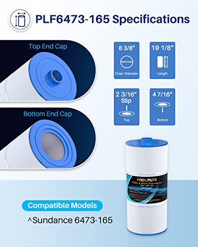 POOLPURE 6473-165 Spa Filter Replaces Sundance 6473-165 (Only Outer Filter), AK-6473165, UFC-165, Sundance MicroClean Ultra Hot Tub Filter Cartridge 1 Pack