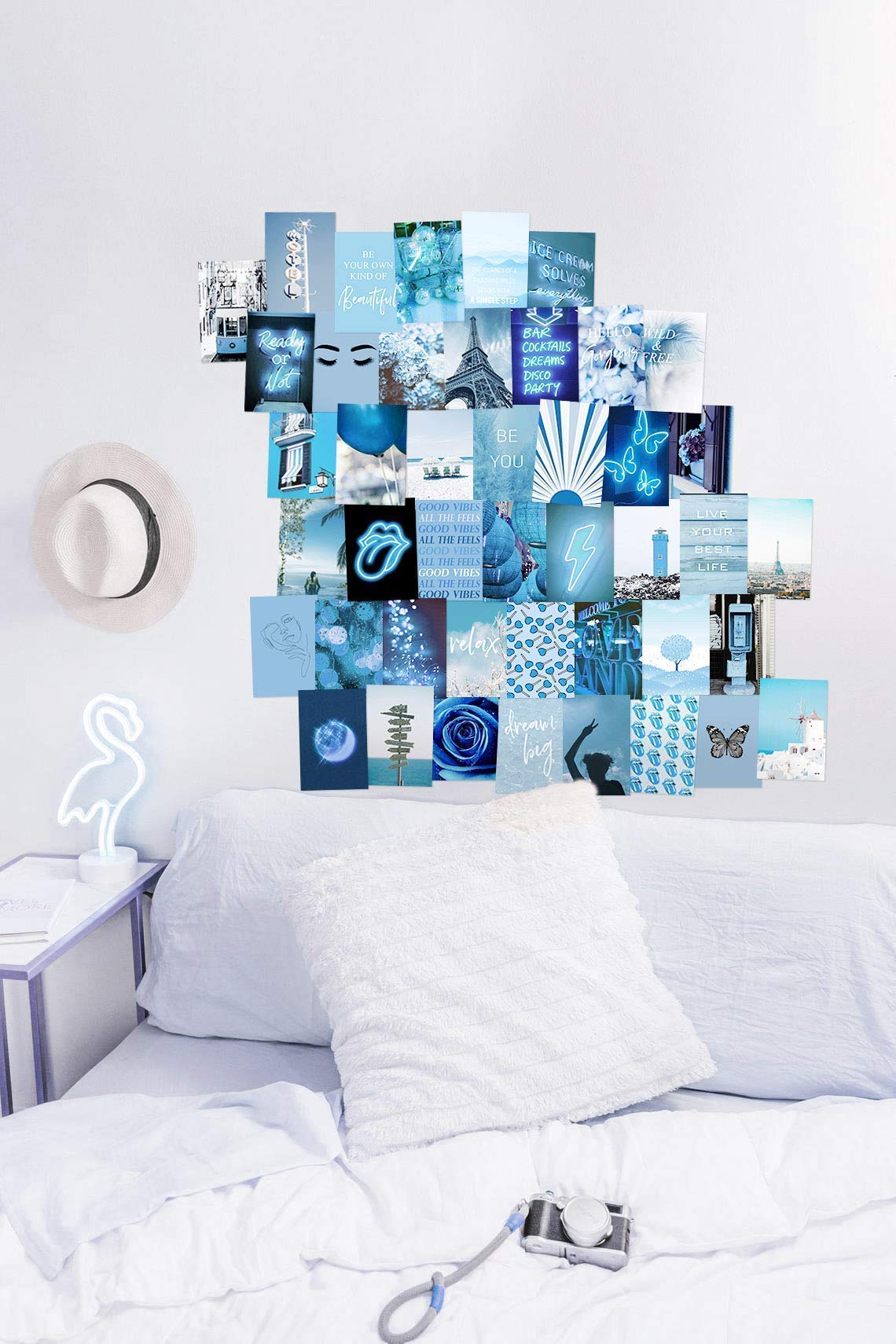 Blue Wall Collage Kit Aesthetic Pictures, Bedroom Decor for Teen Girls, Wall Collage Kit, Collage Kit for Wall Aesthetic, VSCO Girls Bedroom Decor, Aesthetic Posters, Collage Kit