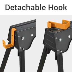 WORKESS Saw Horses 2 Pack, Heavy Duty Folding Portable Saw Horses Table 2200 Lbs Load Capacity with 2x4 Support Legs, Fast Open Legs and Easy Grip Handle for Woodworking.