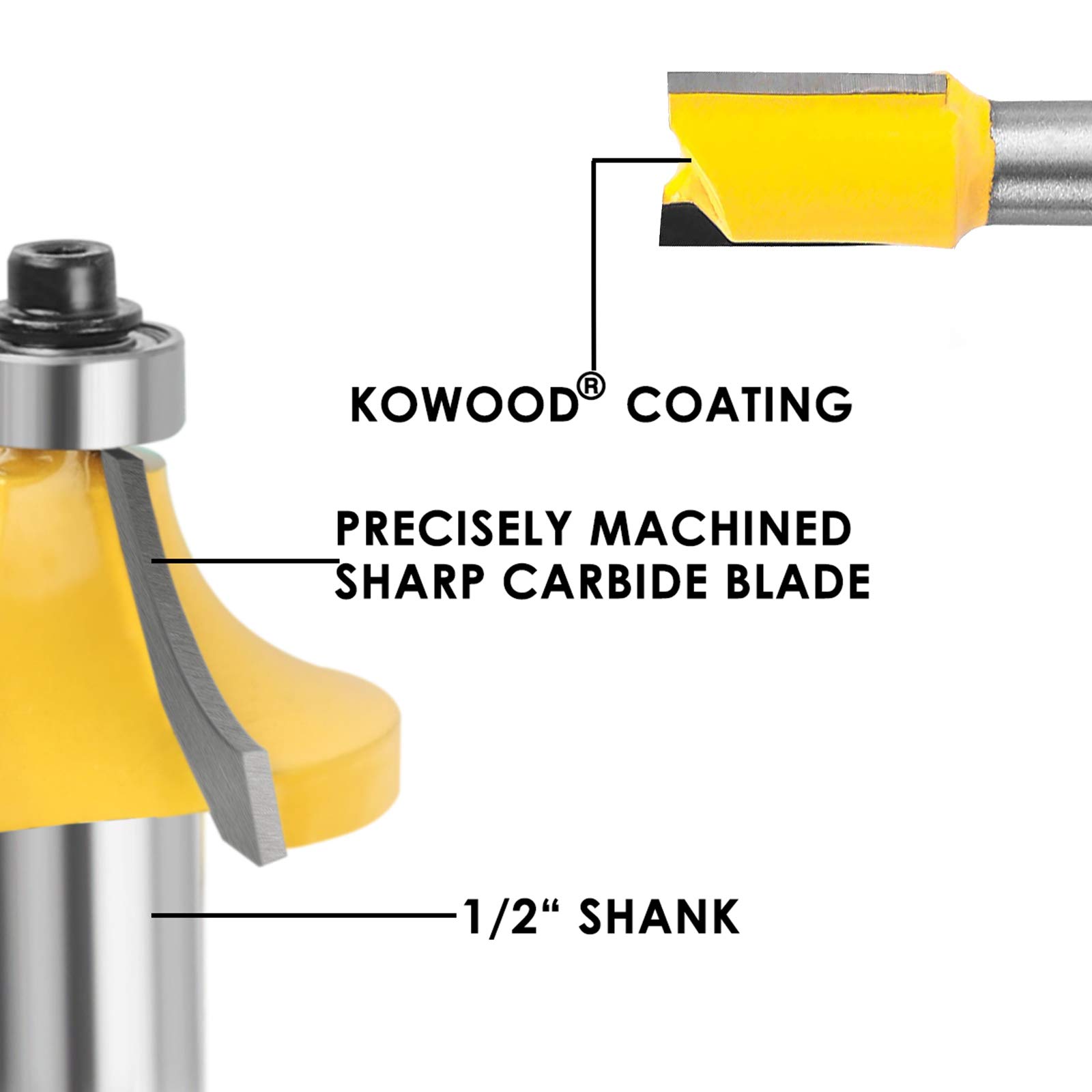 KOWOOD Router Bits Set of 12 Pieces 1/2 Inch Woodwork Tools for Beginners…