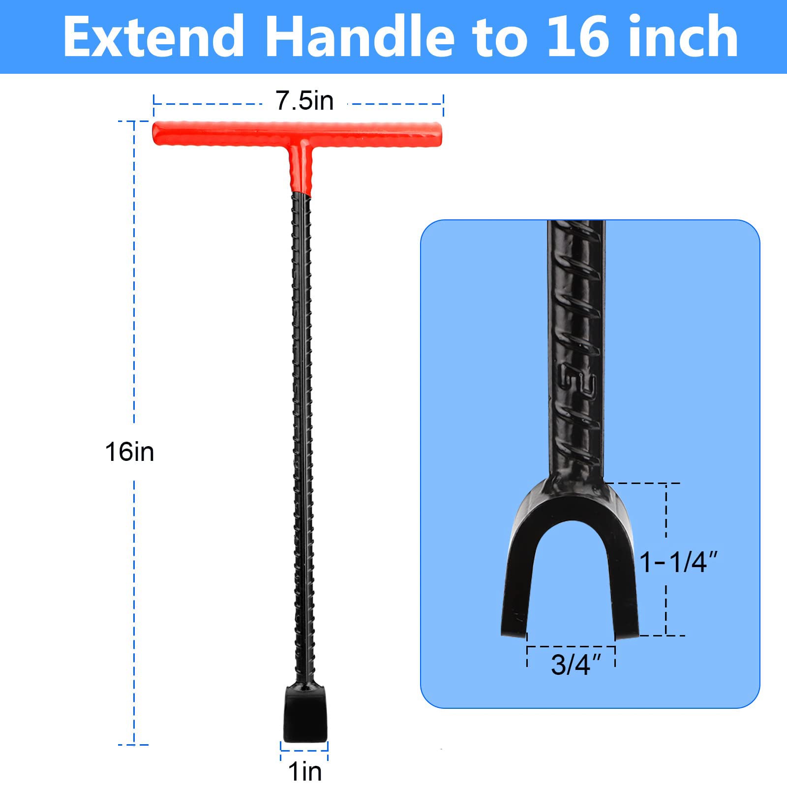 Eapele Water Meter Key 16 inch Enforced Steel T-Handle With 4-way Multi-Functional Universal Cross Key