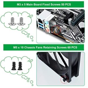 Computer Screws Standoffs Kit, 350PCS Motherboard Screws/SSD Screw - 6-32 Male to M3 Female Standoffs for 2.5‘’ SSD Hard Drive Fan Power Graphics Motherboard Chassis CD-ROM PC Case for DIY & Repair