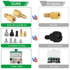 Computer Screws Standoffs Kit, 350PCS Motherboard Screws/SSD Screw - 6-32 Male to M3 Female Standoffs for 2.5‘’ SSD Hard Drive Fan Power Graphics Motherboard Chassis CD-ROM PC Case for DIY & Repair