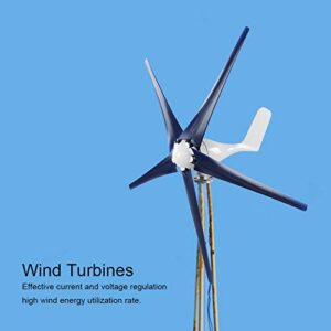 Wind Turbine Generator, Windmill Generator 800W Wind Turbine Businesses 5 Blade Wind Controller Turbine Generator Kit for Boats, Terraces, Cabins or Home(Blue 48V)