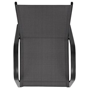 EMMA + OLIVER 4 Pack Black Outdoor Stack Chair with Flex Comfort Material - Patio Stack Chair